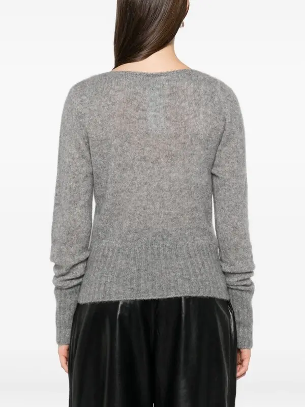 TOM FORD Long Sleeve Boat Neck Knit Jumper - Grey