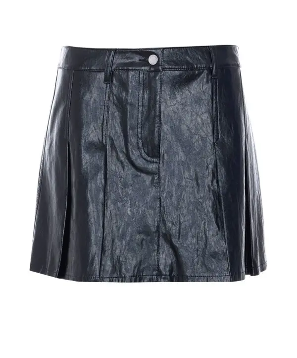 Michael Kors Pleated Patent Mini Skirt - Black