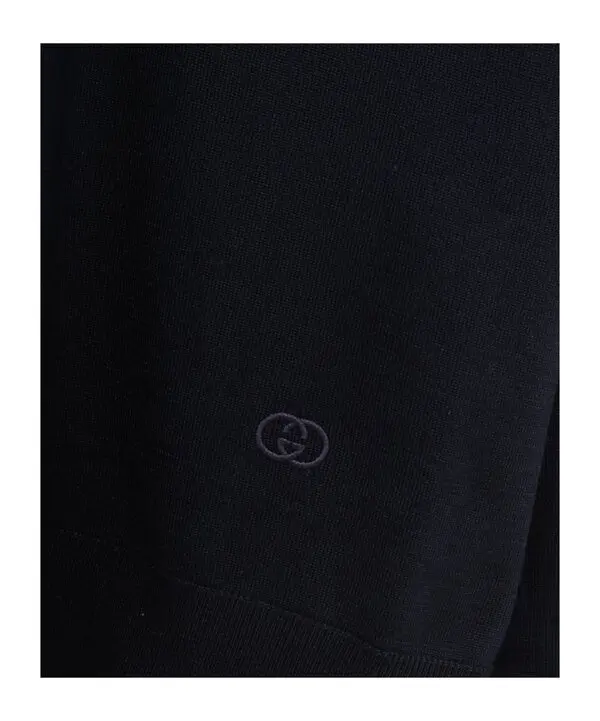 Gucci Logo Embroidered Long-sleeve Knit Polo Shirt