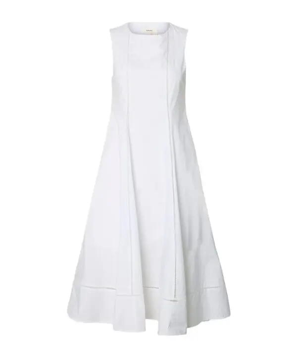 SELECTED Sleeveless Boat Neck Dress With Side Pockets - White