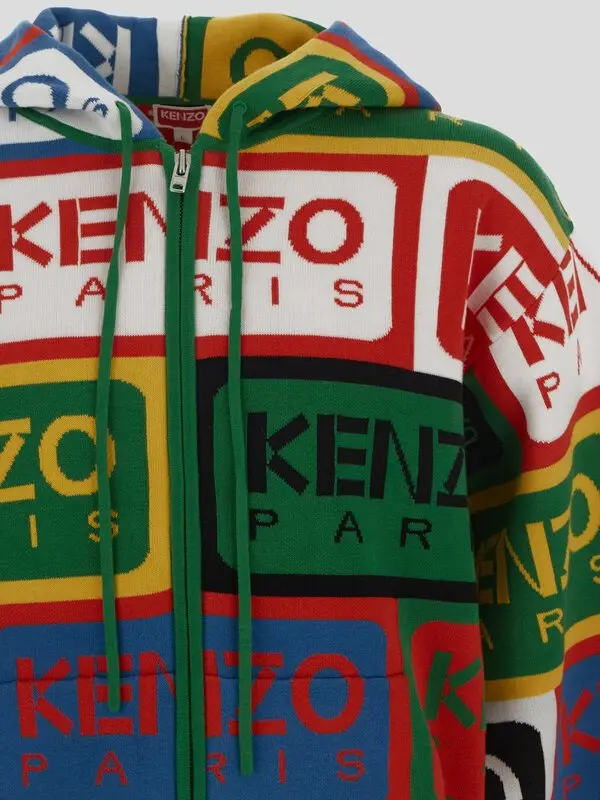 Kenzo Zipped Drawstring Knitted Hoodie