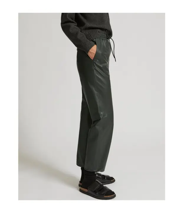YVES SALOMON Drawstring Leather Joggers