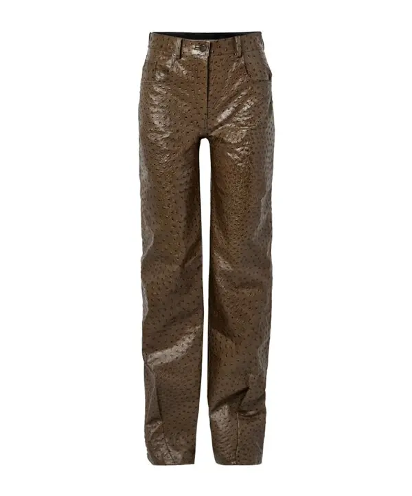 16Arlington High-waisted Straight-leg Leather Trousers