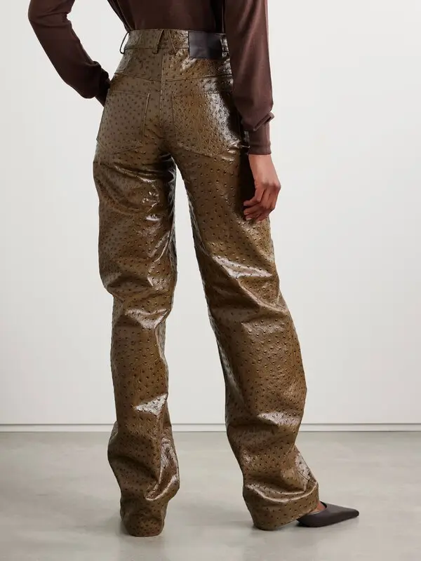 16Arlington High-waisted Straight-leg Leather Trousers