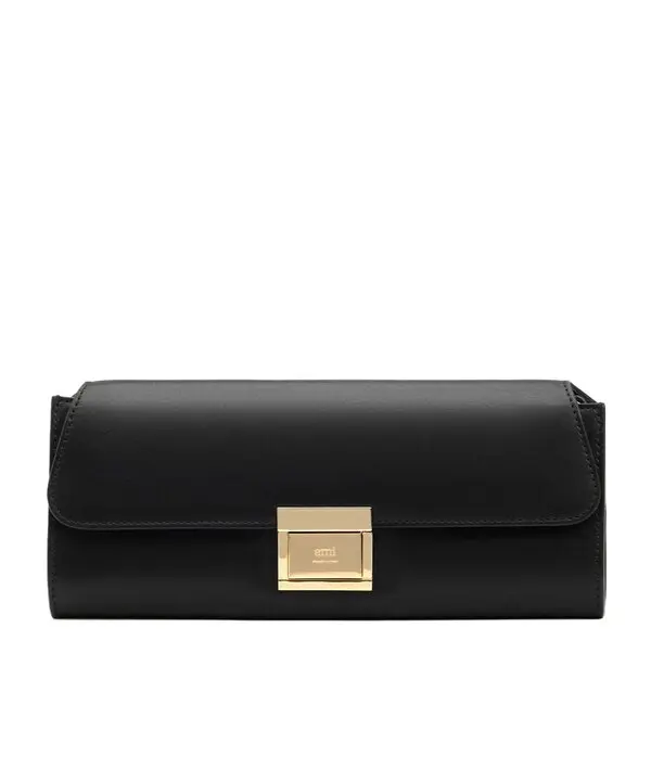Ami Mimi Pouch With Gold Tone Clasp - Black