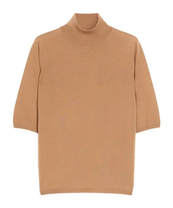 Max Mara High Neck Half-sleeved Jumper - Camel
