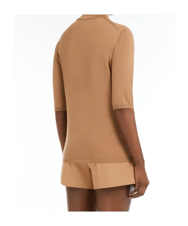 Max Mara High Neck Half-sleeved Jumper - Camel