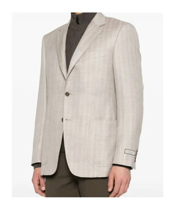 Canali Long-sleeved Suit Jacket - Nude