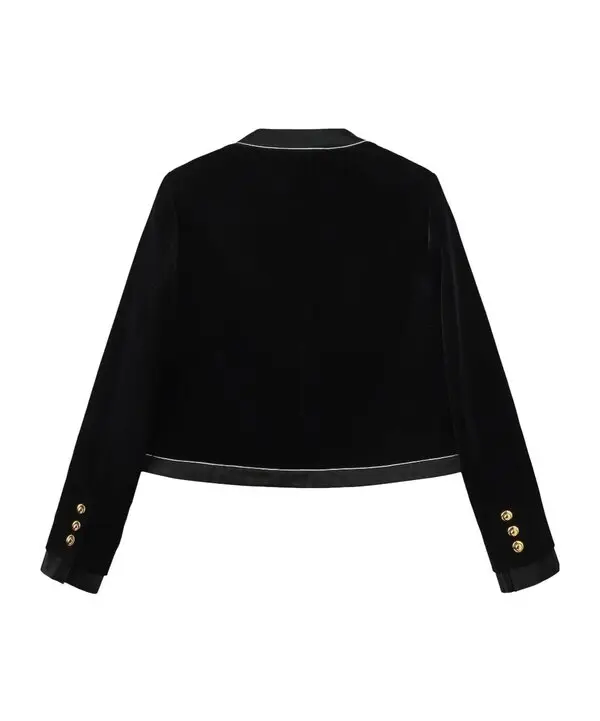 Marissa Chiara Gold-buttoned Velvet Jacket