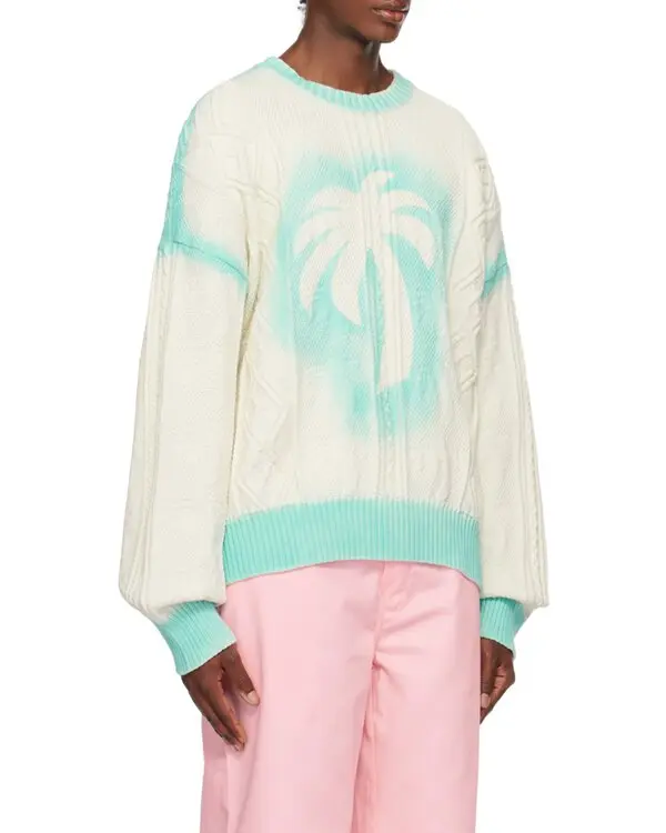 Palm Angels Sprayed Palm Fisherman Jumper - Gray