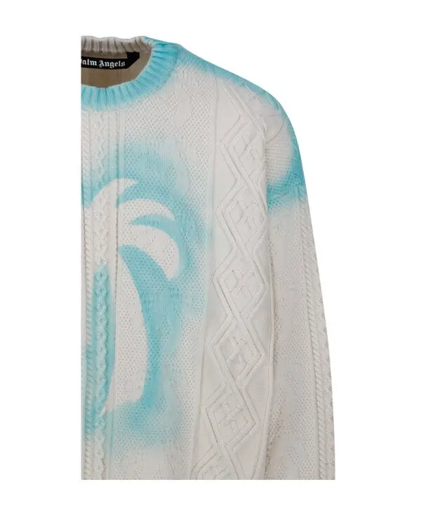 Palm Angels Sprayed Palm Fisherman Jumper - Gray