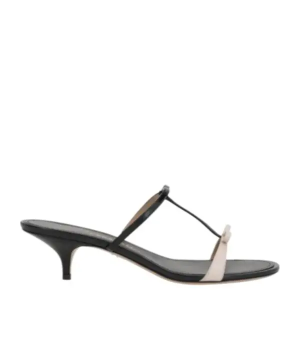 FERRAGAMO T-bar Kitten Heel Sandals - Gray