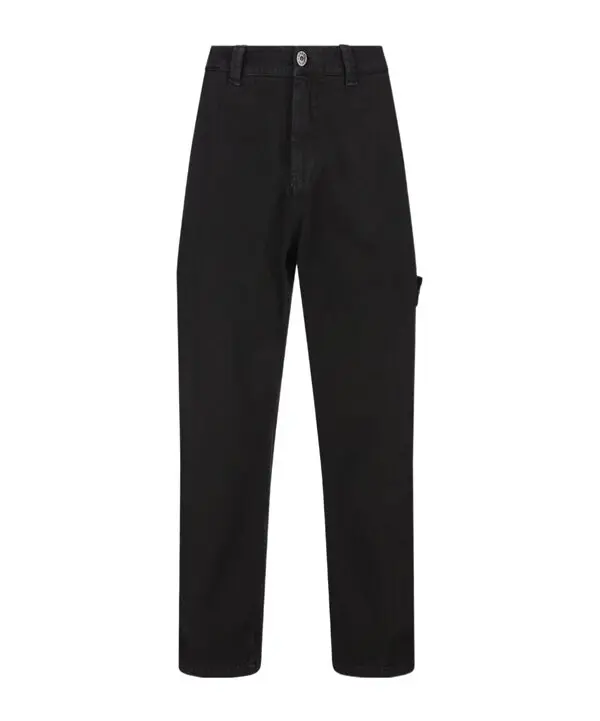 Stone Island Logo Patch Loose Fit Trousers