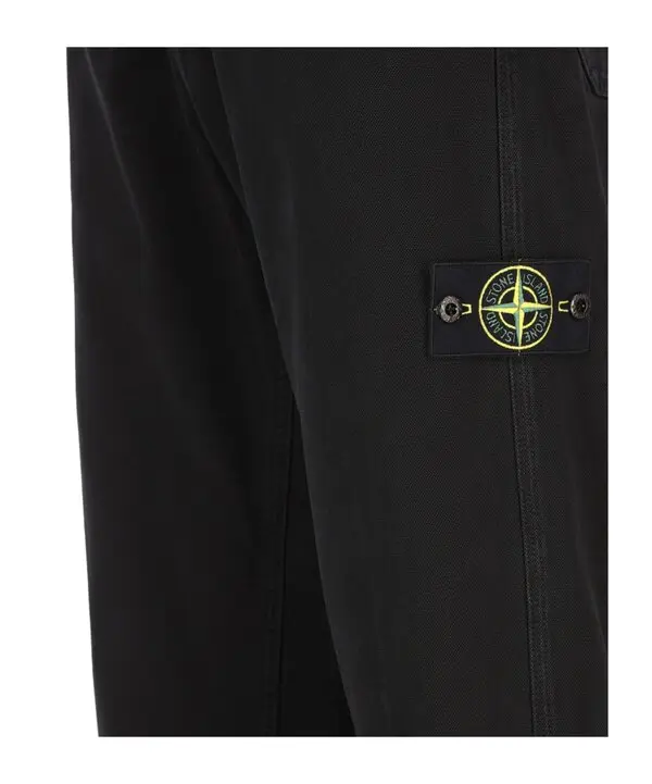 Stone Island Logo Patch Loose Fit Trousers