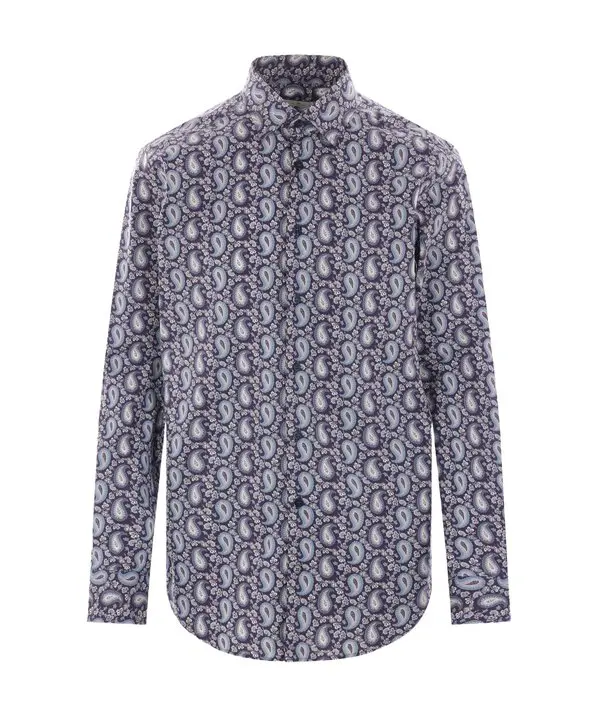 Etro Graphic-printed Curved Hem Shirt - Gray
