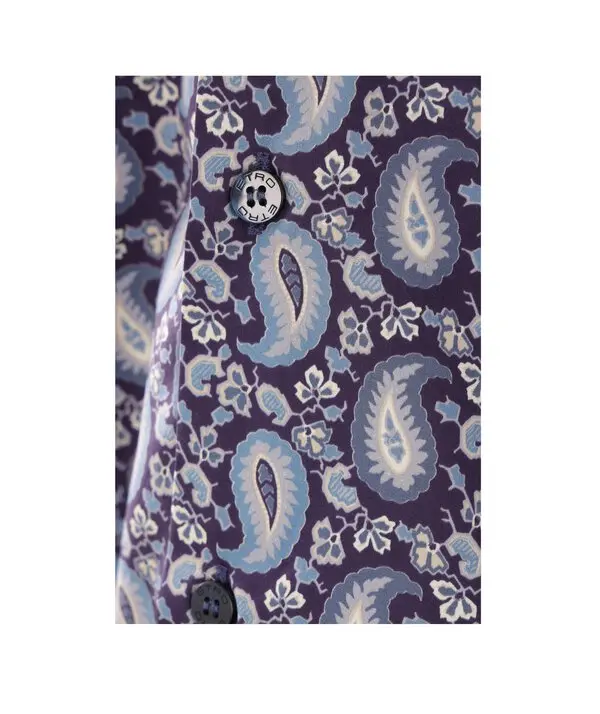 Etro Graphic-printed Curved Hem Shirt - Gray