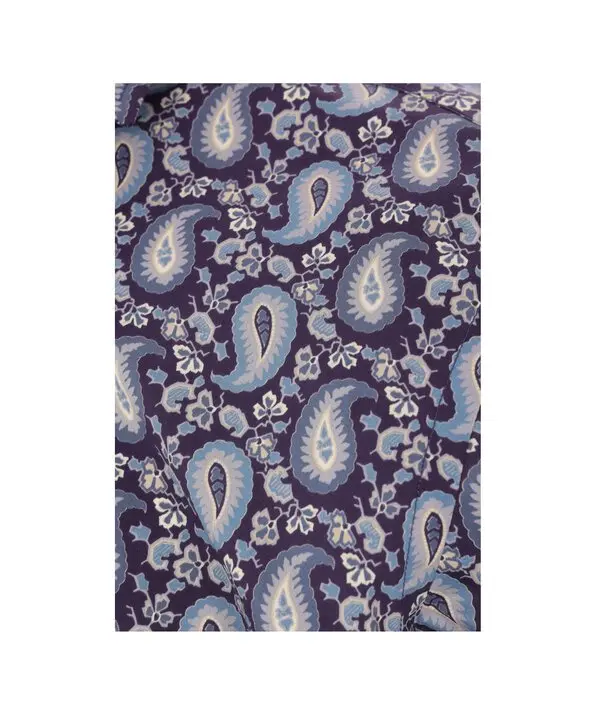 Etro Graphic-printed Curved Hem Shirt - Gray
