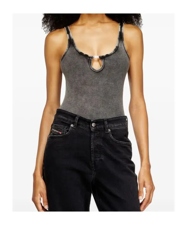 DIESEL® Maura Cut-out Bodysuit Top - Dark Grey