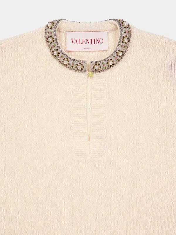 Valentino Garavani Embellished Long-sleeved Jumper - Birch