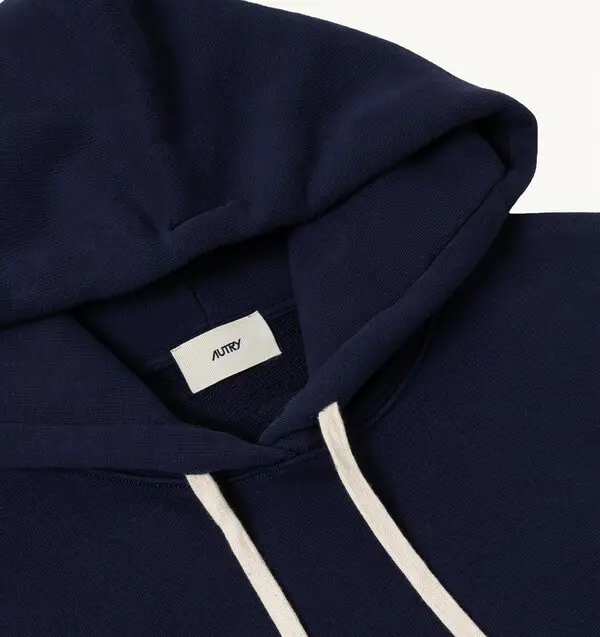 AUTRY Logo Embroidered Drawstring Hoodie - Blue