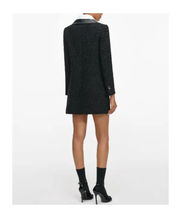 SELF-PORTRAIT Bouclé Mini Dress With Button Closure And Removable Shoulder Pads
