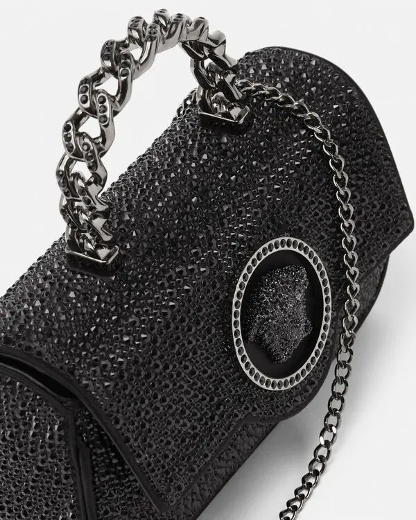 Versace La Medusa Embellished Chain-linked Mini Shoulder Bag