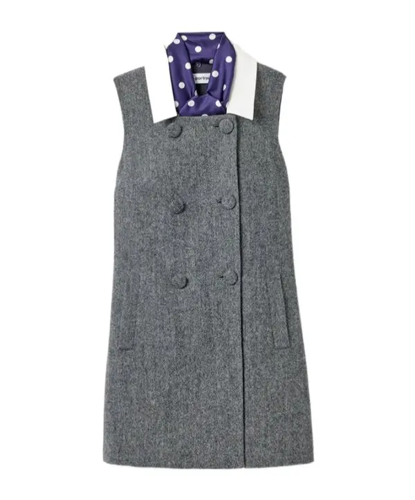 SELF-PORTRAIT Sleeveless Double-breasted Dress With Scarf Detail