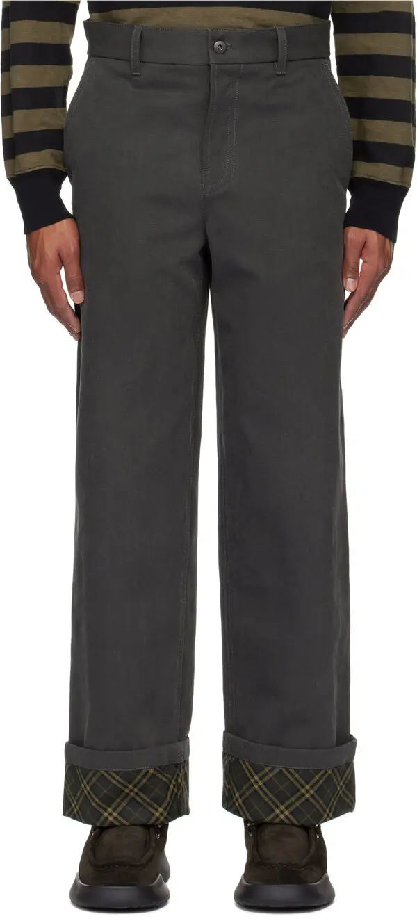 Burberry Logo Embroidered Straight Leg Trousers