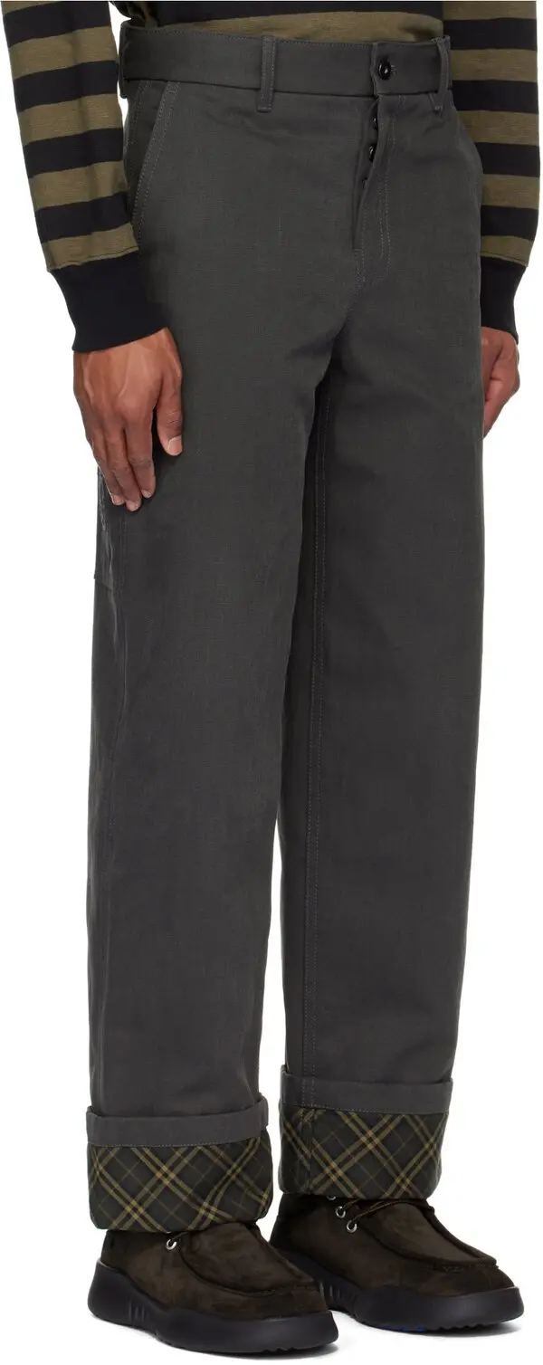 Burberry Logo Embroidered Straight Leg Trousers