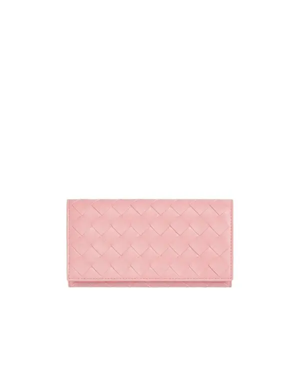 Bottega Veneta Intrecciato Large Flap Wallet - Pink