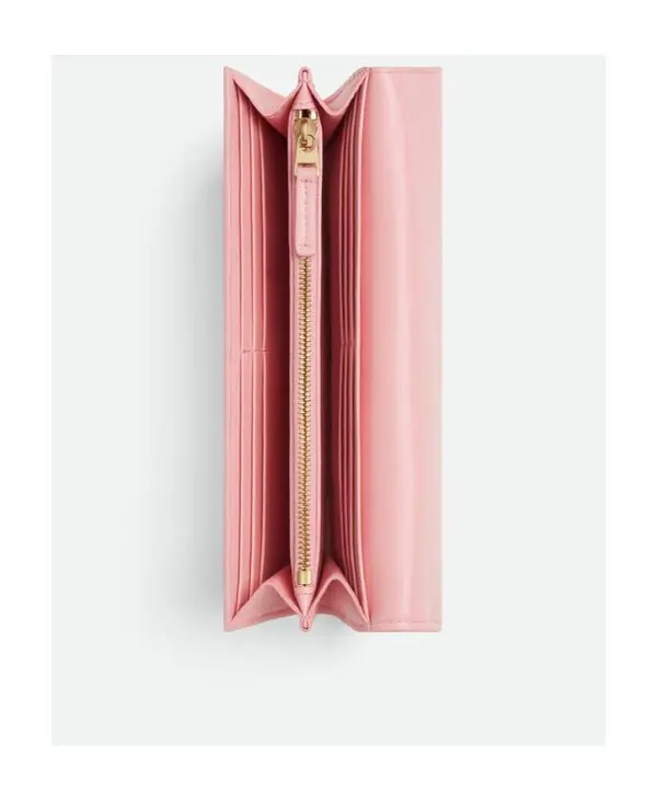 Bottega Veneta Intrecciato Large Flap Wallet - Pink