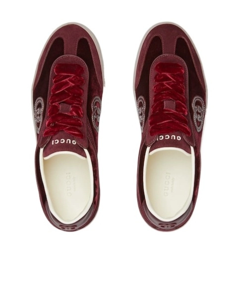 Gucci Gg Logo Patch Low-top Sneakers - Bordeaux