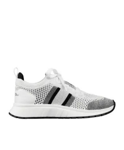 Dior Mesh Knitted Lace-up Sneakers - White