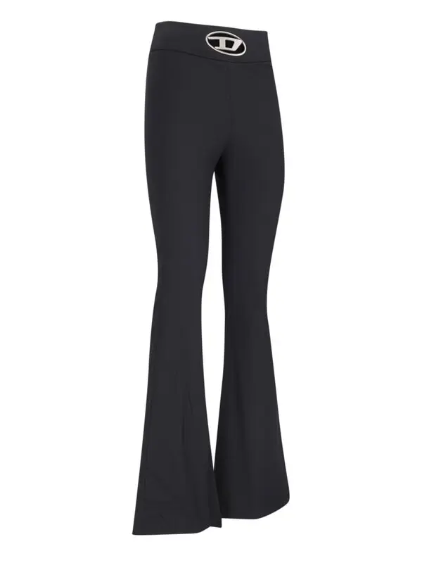DIESEL® Logo Plaque Flare Pants - Black