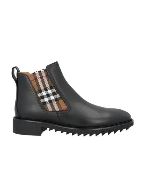 Burberry Check-panelled Pull-on Ankle Boots