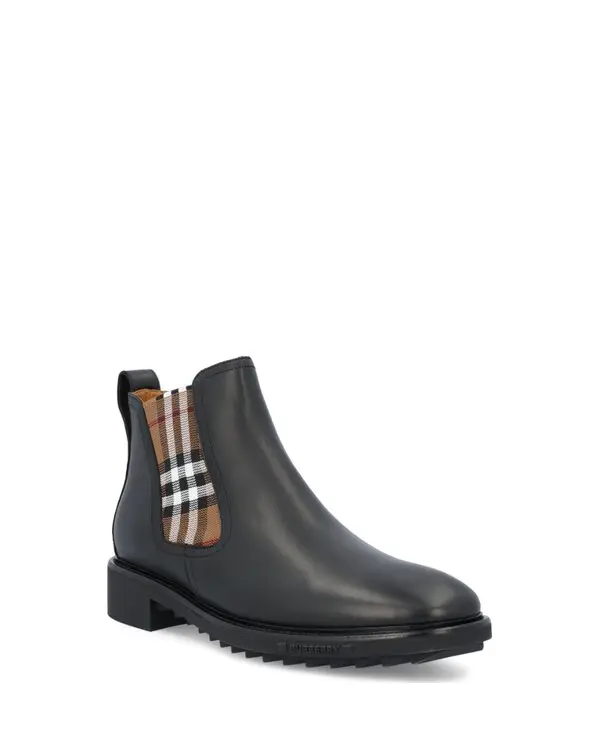 Burberry Check-panelled Pull-on Ankle Boots