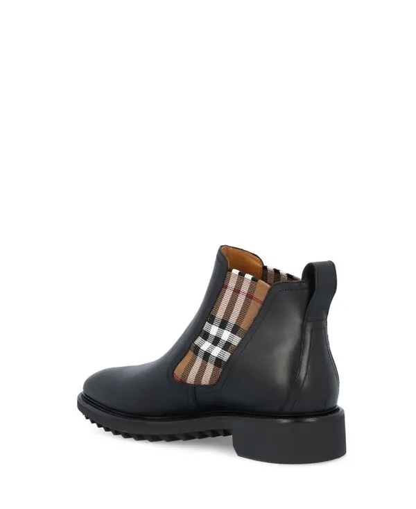 Burberry Check-panelled Pull-on Ankle Boots