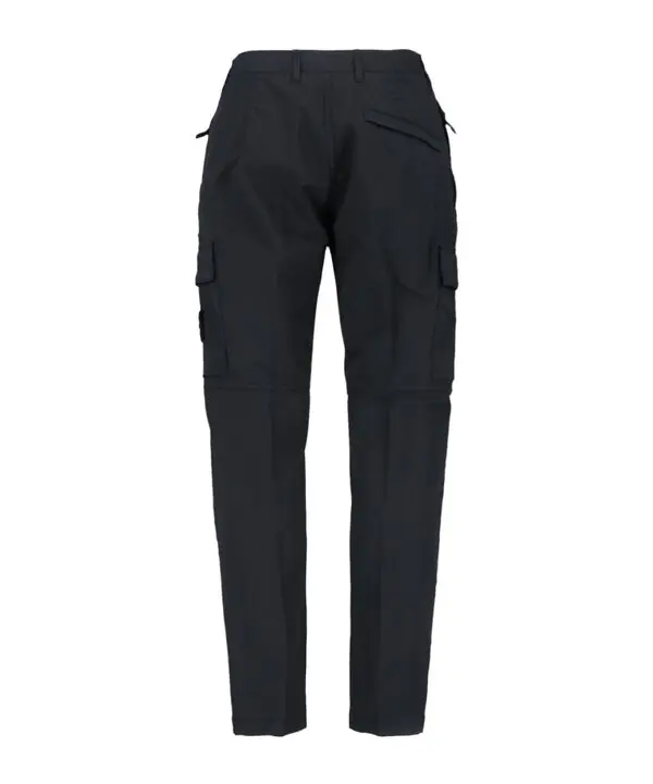 Stone Island Logo Patch Tapered-leg Trousers - Black