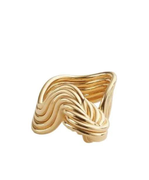 Bottega Veneta Wavy Outline Slice Ring - Yellow