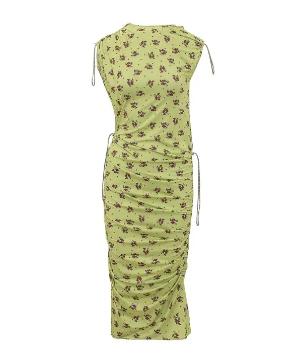 Coperni Lily Printed Adjustable Ruched Dress - Green