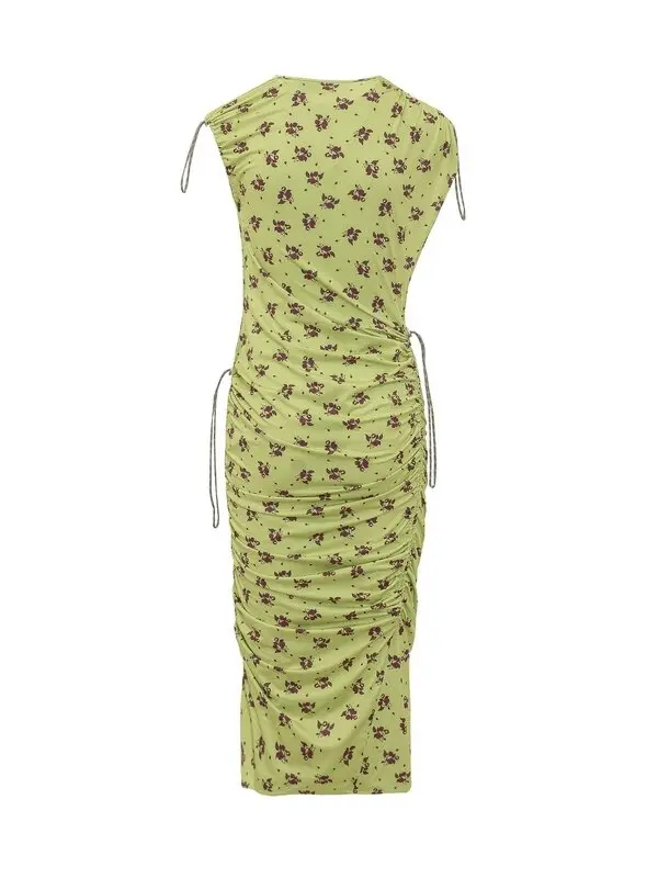 Coperni Lily Printed Adjustable Ruched Dress - Green