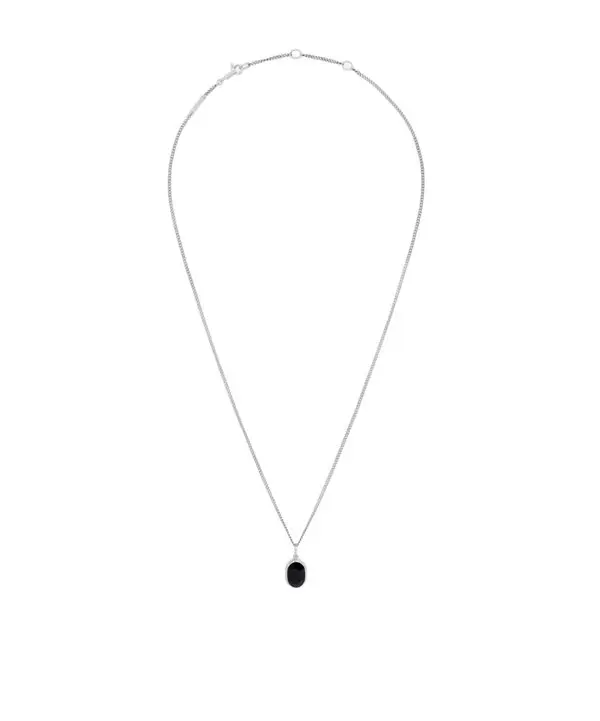 Celine Bevelled Necklace In Onyx And Sterling Silver With Rhodium Finish - Black/silver