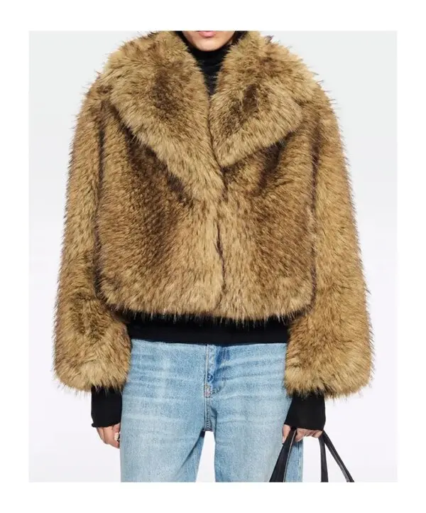 STAND STUDIO Lapel Faux Fur Jacket