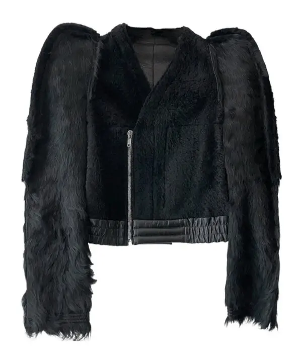 Rick Owens Zip-up Leather Jacket With Fur Accents - Black