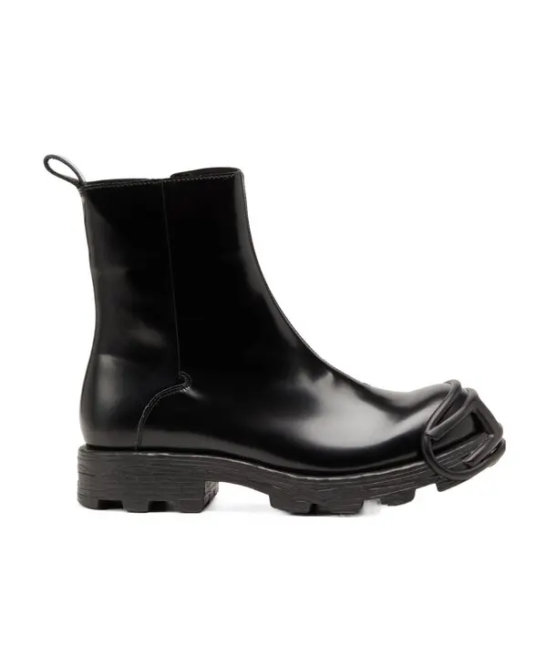 DIESEL® D-hammer Round-toe Ankle Boots With Metal Logo Detail