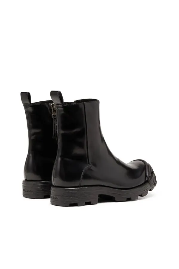 DIESEL® D-hammer Round-toe Ankle Boots With Metal Logo Detail