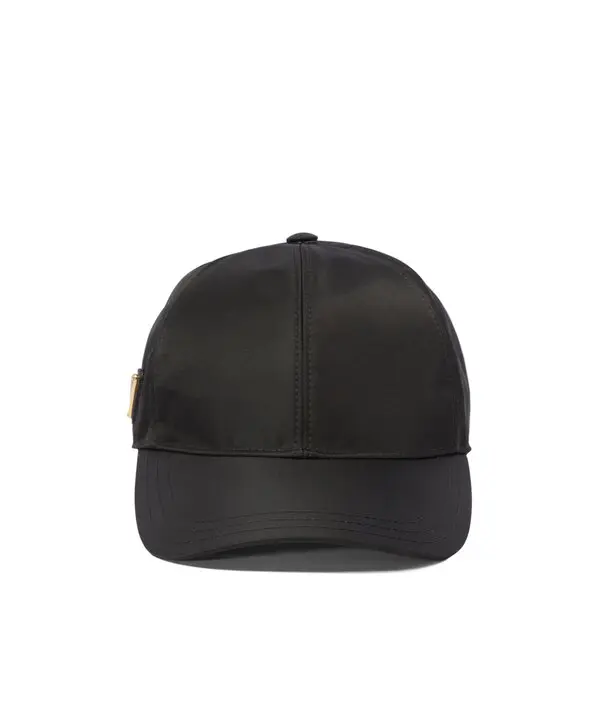 Prada Re-nylon Logo Plaque Baseball Hat - Black