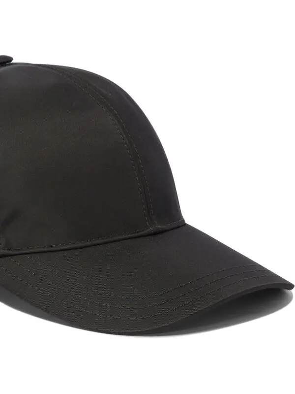 Prada Re-nylon Logo Plaque Baseball Hat - Black