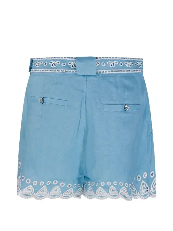 Farm Rio Embroidered Belted Shorts