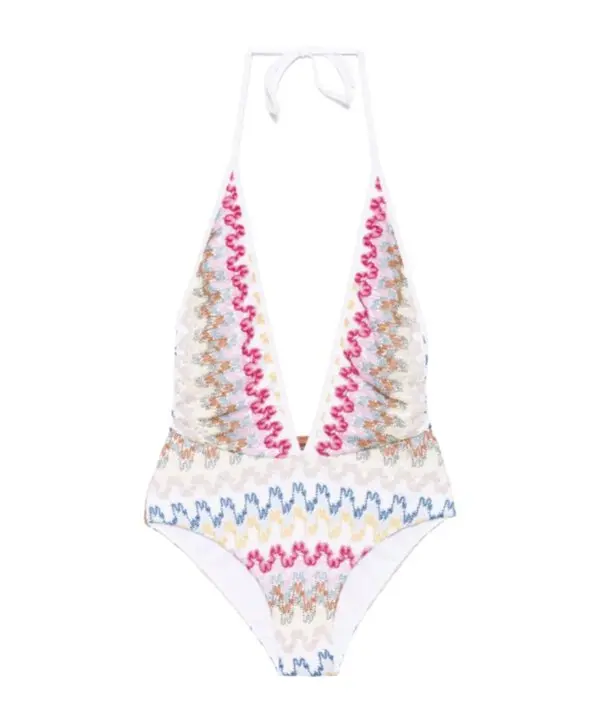 Missoni Zigzag Woven Halterneck One Piece - White